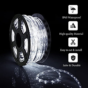 Party Spot! 100ft 960 LED Rope Lights, Strip Lights, Waterproof, 110V Connectable Led Rope Lights for Indoor, Outdoor, Weddings, Parties, Pool, Camping, Garden (Cool White)