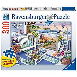 Ravensburger Cozy Series: Seaside Sunshine 300 Piece Large Format Jigsaw Puzzle for Adults - Every Piece is Unique, Softclick Technology Means Pieces Fit Together Perfectly