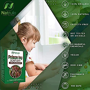 Natrulo Poison Ivy Soap Bar - All Natural Poison Ivy Treatment - Anti-Itch Skin Cleanser Bar for Poison Ivy, Poison Oak & Sumac - Removes Oils, Soothes & Relieves Rashes - 4 oz Bar Made in USA