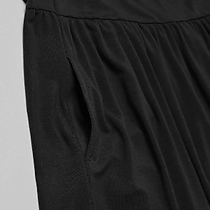 Perfashion Girls Black Maxi Dress with Pockets for Kids Pleated Casual Crew Neck Cotton Long Dresses