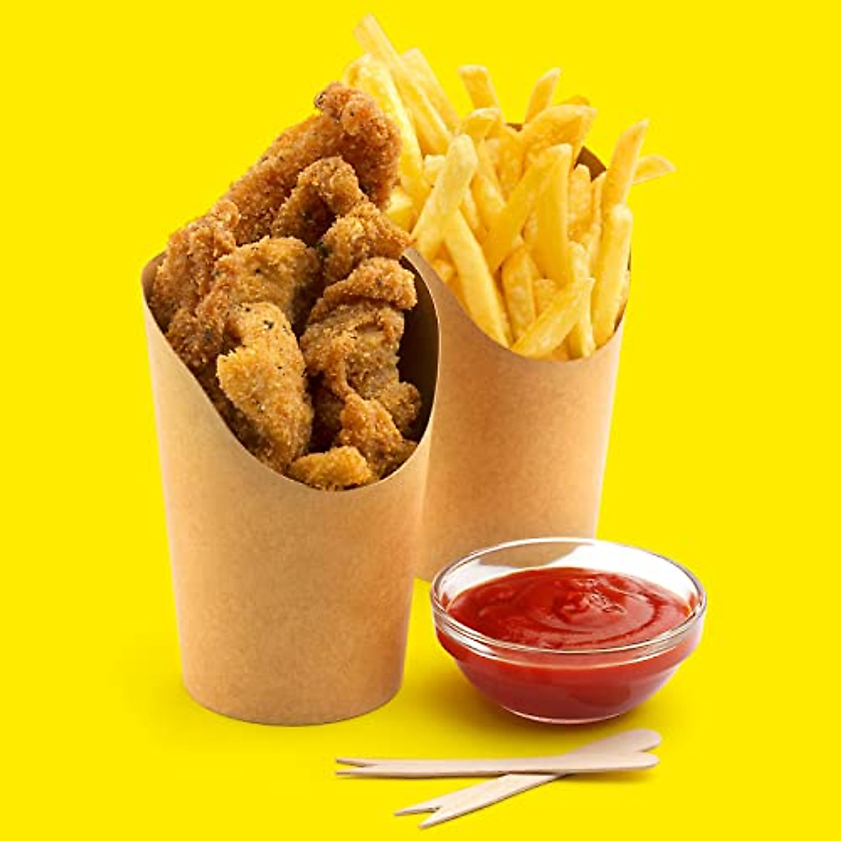 Honeydak 150 Pieces French Fry Cups Holder Charcuterie Cups Disposable Snack Cups Take-out Party Baking Supplies Popcorn Boxes Paper Cones for Wedding Birthday Party Baby Shower (14oz), Brown