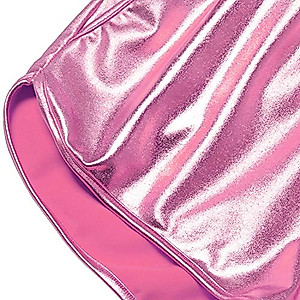 Girls Metallic Shorts Shiny Sparkly Dance Hot Pants Pink Spandex Outfits 10 11