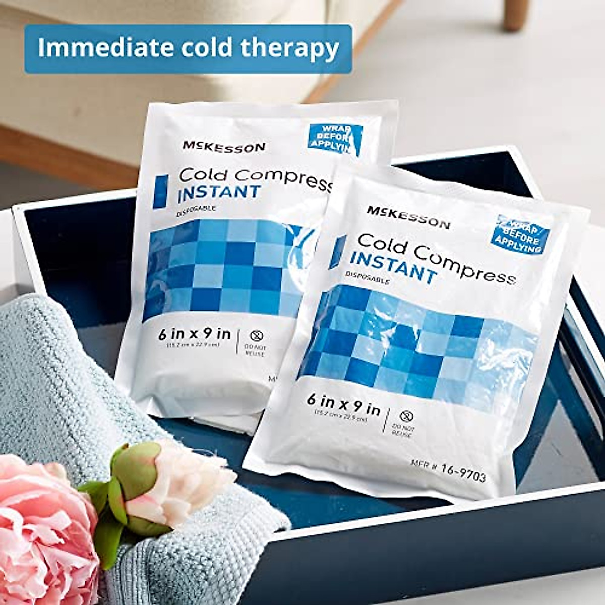 McKesson Cold Compress, Instant Cold Pack, Disposable, 6 in x 9 in, 1 Count, 24 Packs, 24 Total