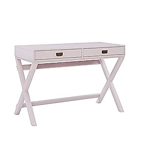 Linon Light Pink Rose Gold Hardware Jaycee X Base Writing Desk