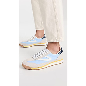 TRETORN Women's Rawlins Casual Lace-Up Sneakers, Light Taupe/Blue/Yellow, 11