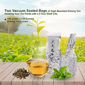 Oolong Loose Leaf Tea in Aesthetic Tea Tin, 70 Cups of Fresh, Smooth Aromatic High Mountain Oolong Tea from Taiwan, Alishan Tea District, For Relaxation, Peace and Health, Long Lasting, Unsweetened