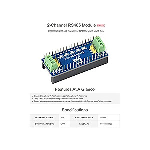 Waveshare 2-Channel RS485 Module for Raspberry Pi Pico Incorporates RS485 Transceiver SP3485 Using UART Bus