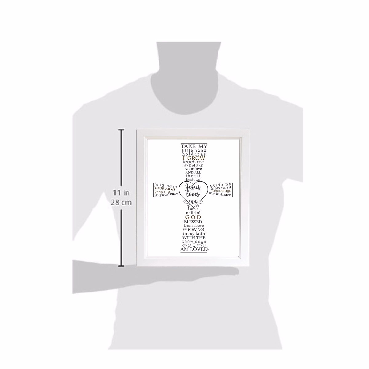 Jesus Loves Me Frame for Baby's Baptism, Dedication or Christening - Made in USA Frame - Gift for Granddaughter/Grandson/Godson/Goddaughter on Christening, Baptism, Dedication (White - Regular)