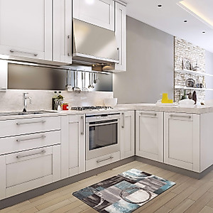 Rugshop Contemporary Abstract Circles Anti Fatigue Standing Mat 18" x 30" Gray