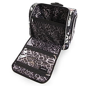 BEBE Women's Valentina-Wheeled Under The Seat Carry-on Bag, Telescoping Handles, Black Floral, One Size