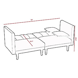 Majnesvon Modern Velvet Fabric Sofa Bed Futon with 2 Pillows,Couch with 3 Adjustable Angles,Convertible Small Loveseat Folding Sleeper Sofa Bed for Compact Living Spaces,Bedroom (Pink), Twin