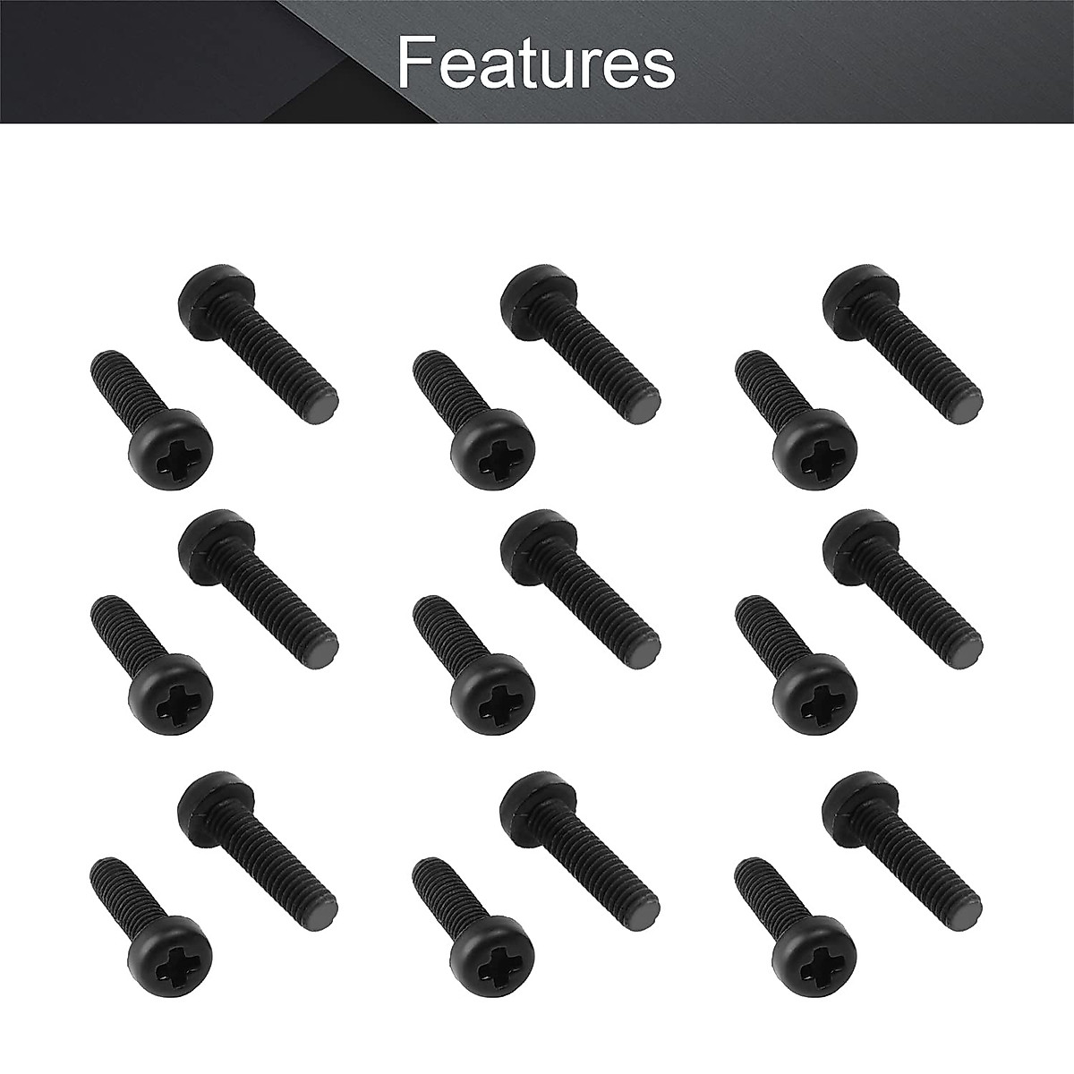 MroMax 50Pcs Plastic Phillips Cross Pan Head Machine Screws, M4 x 15mm Black Nylon Phillips Cross Pan Head Machine Screws Bolts for Electronic Equipment