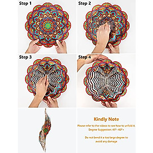Canodoky Mandala Wind Spinner, Vibrant Color Mandala 3D Wind Spinners for Yard and Garden | 12 Inch Hanging Wind Spinners for Indoor Outdoor Wind & Sun Catches