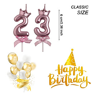 AOOLADA 23rd 32nd Birthday Candles, Rose Gold 32 23 Year Old Cake Topper Number Birthday Candles, Happy Birthday Party Decorations Gifts for Women Men