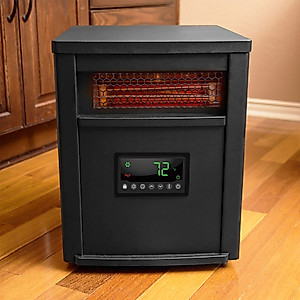 LifeSmart Infrared Quartz Space Heater, 8 Element 1500W Portable Heater with Remote, Black