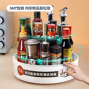 多功能可旋转调料架加厚调料盒调料瓶佐料瓶托盘收纳架厨房置物架Oak kitchen rotating rack multifunctional rotatable seasoning rack thickened seasoning box seasoning bottle seasoning bottle tray storage rack kitchen rack 30cm diameter