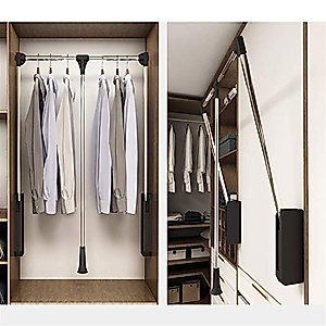 Drop-Down Wardrobe Hanging Rails, Automatic Rebound Width Adjustable, Large Retractable Wardrobe Hangers, Light Storage System with Aluminum Poles, Space Saving, Load 30KG (Size : 450-600mm