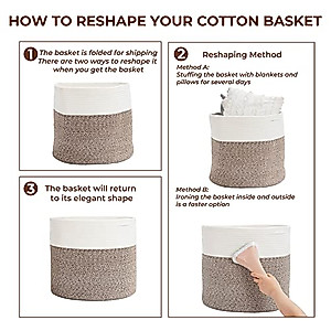 Goodpick 2pack Large Woven Blanket Storage Baskets Round Laundry Basket Toy Organizier Clothes Hamper Shoe Storage Bins Brown