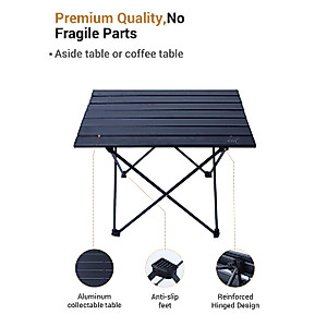 Nice C Camping Table, Camp Table, Folding Table, Beach Table, Roll up Foldable Collapsible, Aluminum Ultralight Compact with Carry Bag for Outdoor, Picnic, Cooking, Festival, Indoor, Office