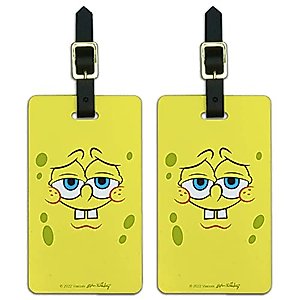 Spongebob Confident Face Luggage ID Tags Suitcase Carry-On Cards - Set of 2