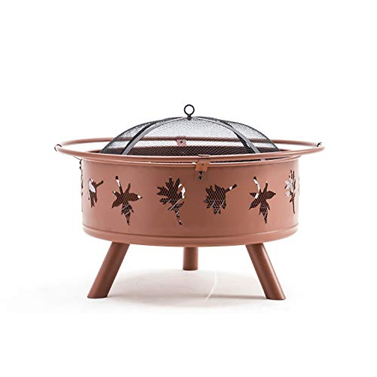 Mcombo 32" Metal Bronze Fire Pit Round Table Backyard Patio Terrace Fire Bowl Heater/BBQ/Ice Pit with Charcoal Rack Waterproof Cover 0146, Bronze