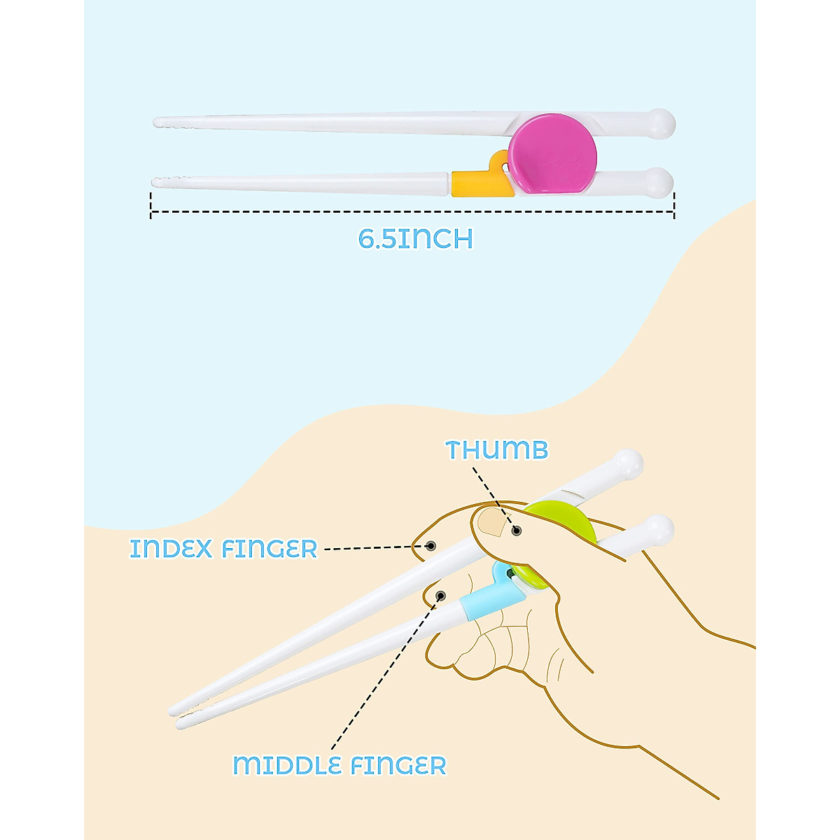 MoHern Kids Chopsticks Training, 6 Pairs Training Chopsticks for Kids, Toddler Chopsticks Provide Help Support for Beginners