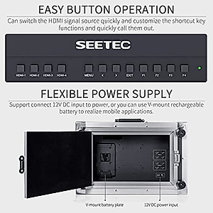 SEETEC ATEM156-CO 15.6 Inch Live Streaming Carry-on Broadcast Director Monitor with 4 HDMI Input Output Quad Split Display for ATEM Mini Video Switcher Mixer Pro Studio Television Production