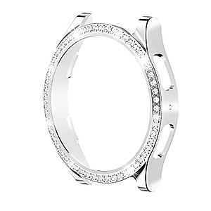 SUPOIX Band Case Compatible for Samsung Galaxy Watch 5 40mm/Watch 4 40mm, 20mm Women Bling Replacement Strap&PC Protective Bumper Face Cover for Galaxy Watch 5/4(Silver/40mm)