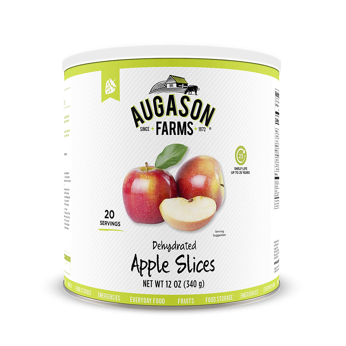 Augason Farms Dehydrated Apple Slices Certified Gluten Free Long Term Food Storage Large No. 10 Can