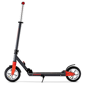 Mongoose Elevate Duo Air Youth/Adult Folding Kick Scooter, Air Filled Tires, Ages 8 Years and Up, Kickstand, Max Rider Weight 220 Pounds, Grey/Red