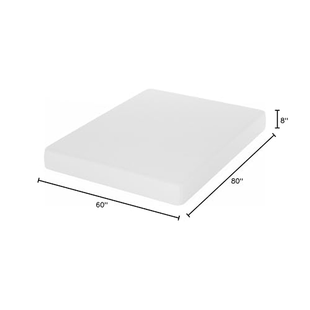 Furinno Tidur Cooling Gel Memory Foam Mattress, 8 Inch, Queen, White