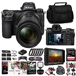 Nikon Z7 II Mirrorless Camera with 24-70mm f/4 Lens (1656) + 4K Monitor + 64GB Memory Card + Filter Kit + Wide Angle Lens + Color Filter Kit + Bag + 3 x EN-EL15c Battery + Charger + More (Renewed)