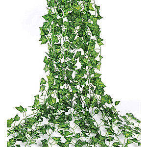 ZWYOQI 168 feet Artificial Vines Greenery Garland Fake Hanging Leaves Faux Foliage Plants for Wedding Party Garden Home Kitchen Office Wall Decorations (Watermelon/24 Strands)