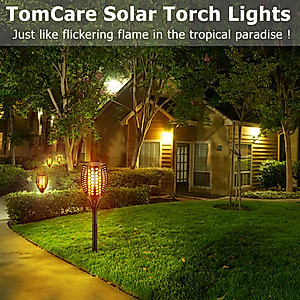 TomCare Solar Outdoor Lights 43" Higher & Larger Flickering Flames 96 LED Solar Torch Lights Outdoor Waterproof Solar Powered Garden Lights Decorative Landscape Lights for Yard Patio Christmas, 4 Pack