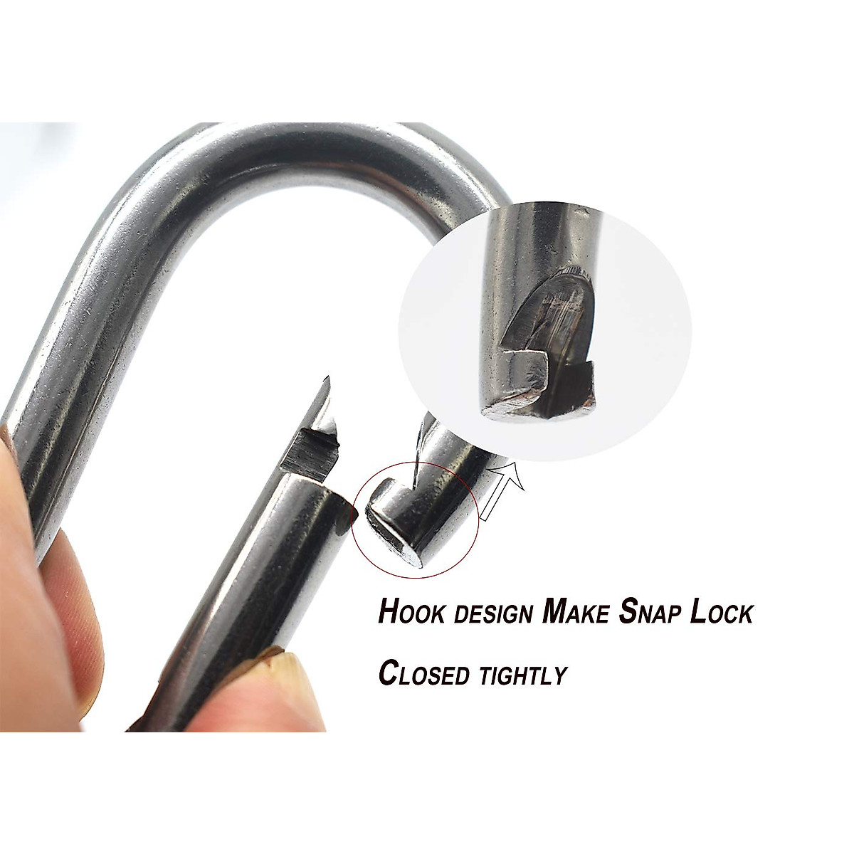 Bytiyar 10 PCS M4 1.6 inch Stainless Steel Heavy Duty Carabiner Clips Keychain with Round Hole Snap Hook Quick Links Safety Chain Rigging Accessories Tool