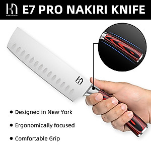 KnifeSaga 2023 Upgraded Nakiri Chef Knife Japanese Professional 7 Inch Sharp Meat Cleaver Kitchen Knives for Chopping Vegetable and Cooking, High Carbon Stainless Steel Asian Chopping Chefs Knife