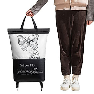 BESUNTEK Shopping Bag with Wheels Foldable Trolley Bags Collapsible Reusable Grocery Cart for Travel Shopping Home Kitchen Supermarket