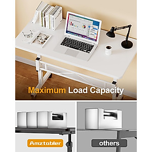 JHMYHO Portable Rolling Desks with Wheels Adjustable Height Small Laptop Desk Small Standing Desk for Small Space Uplift Mobile Work Desk on Wheels White