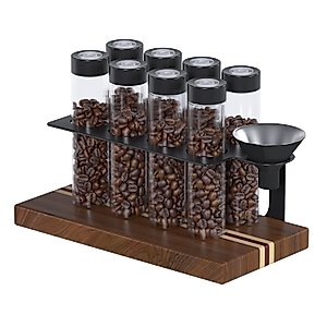 VZONE Coffee Bean Cellar Tubes Single Dose Glass Coffee Container with Hopper 8 Tubes with Exhaust Valve