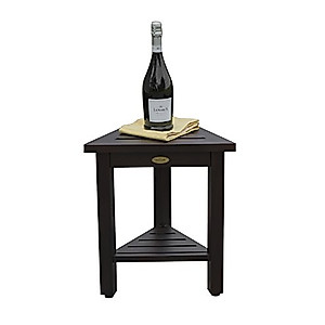 Decoteak FlexiCorner 17" Triangular Teak Modular Shower Bench and Table with Shelf