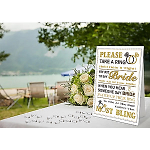 Don't say Bride Game, Put a Ring on It Bridal Shower Game with 50 Fake Rings, Bridal Shower Decorations, Bachelorette Hens Party Game, Wedding Shower Supplies - 04