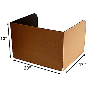 USA-Made Privacy Shields - Voting Booths (30-Pack) - 13" (H) x 20" (W) x 17" (D) - Black Interior (Discourages Graffiti) - Kraft Brown Exterior - Privacy Partitions for Students - Desk Separators