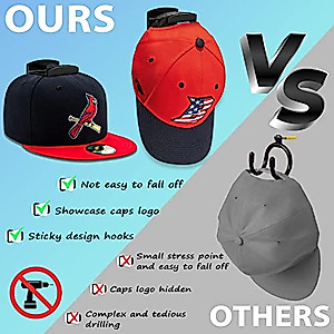 Hat Rack for Wall (10-Pack) - Hat Racks for Baseball Caps, Adhesive Hat Hooks for Wall, No Drilling Hat Organizer Cowboy Hat Holder, Strong Hat Hanger to Display for Door, Closet (Upgrade-Black)