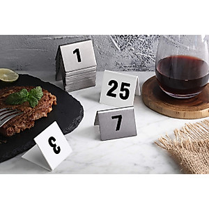 New Star Foodservice 26757 Double Sided Plastic Table Numbers, 1-25, Acrylic, White, 1.7" x 2"