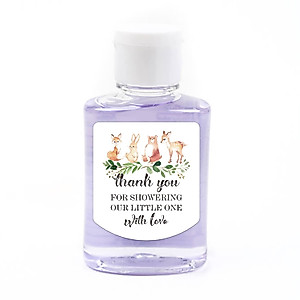 Hand Sanitizer Labels Thank You for Showering Our Little One with Love Stickers, Baby Shower Favor Stickers, Safari Baby Shower Party Favors.