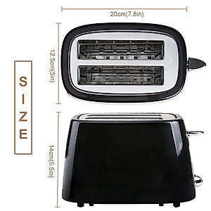 prepAmeal 2 Slice Toaster Bagel Toaster Small Bake Toaster with 6 Browning Setting, Cancel Function, Extra Wide Slots, for Bagels, Waffles, Breads, Puff Pastry, Snacks (2-Slice, Black)