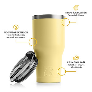 RTIC 30 oz Insulated Tumbler Stainless Steel Coffee Travel Mug with Lid, Spill Proof, Hot Beverage and Cold, Portable Thermal Cup for Car, Camping, Sunlight
