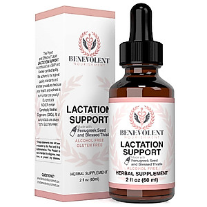 Lactation Supplement Breastfeeding Support Liquid - Breast Milk Supply Increase for Mothers, Organic Drops of Fenugreek Blessed Thistle Goats Rue Herb, 100% 2X Absorption No Alcohol or Sugar