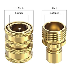 Twinkle Star Garden Hose Quick Connect Water Hose Fitting, 3/4 Inches Brass Male and Female Set (2 Sets of Male & Female Connector)