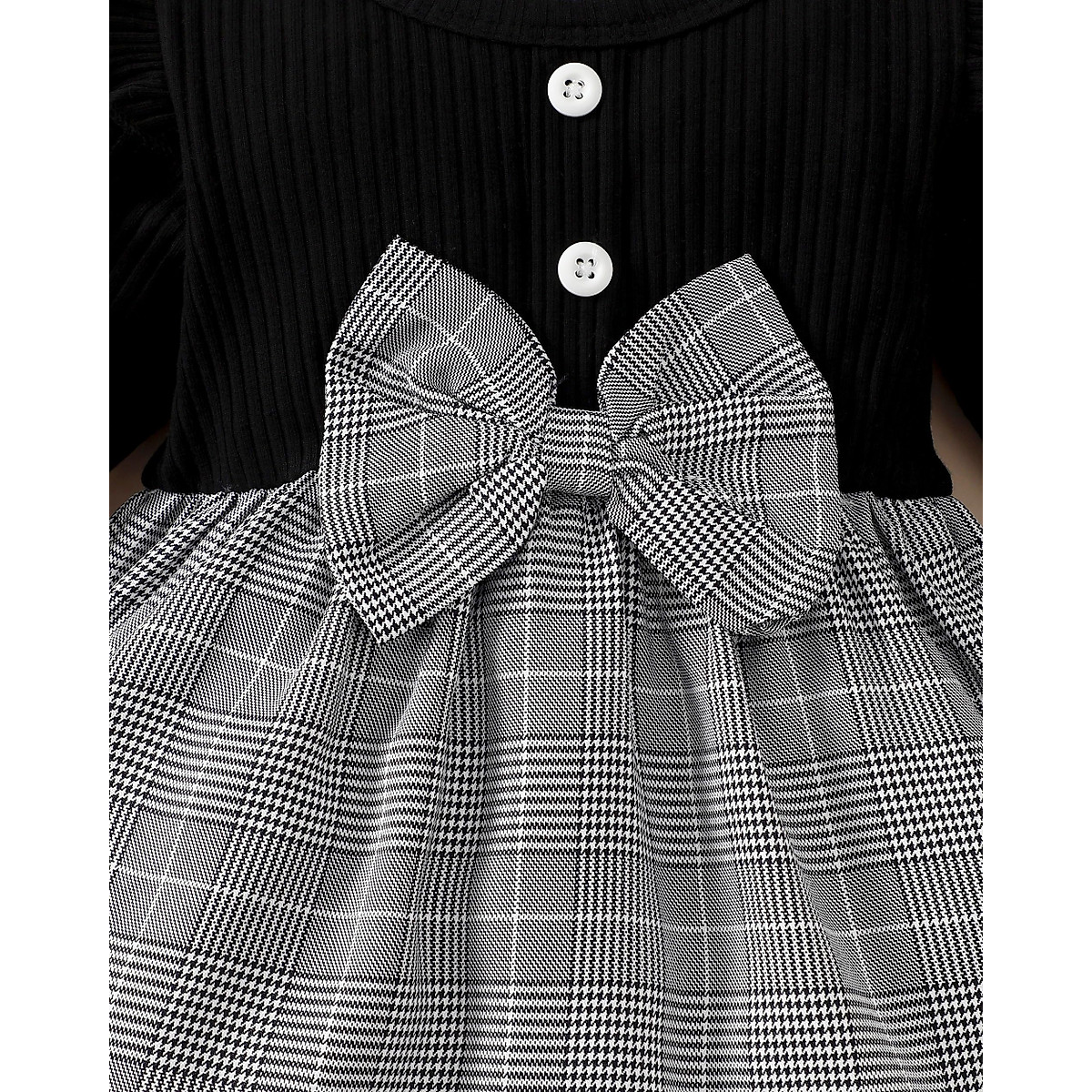 Baby Girl Clothes 3-6 Months Infant Baby Girl Dresses Outfits Winter Fall Plaid Skirt Sets Long Sleeve Rib Romper Dress 3-6 Month Girl Clothes Gifts Stuff Newborn Outfit for Girls Gray